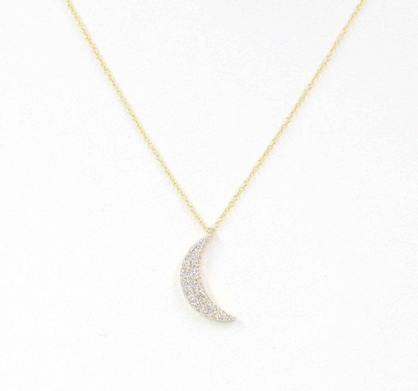 Diamond Necklace 14K Solid Gold Moon Necklace Diamond Crescent Moon ...