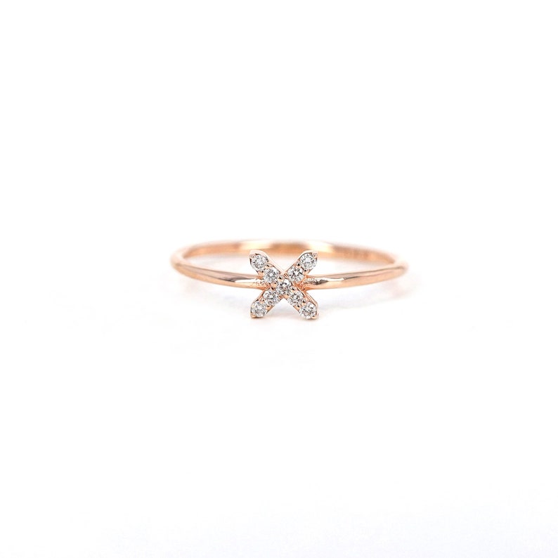 Diamond Ring, Diamond X Ring, Diamond Band, Layering Diamond Ring ...