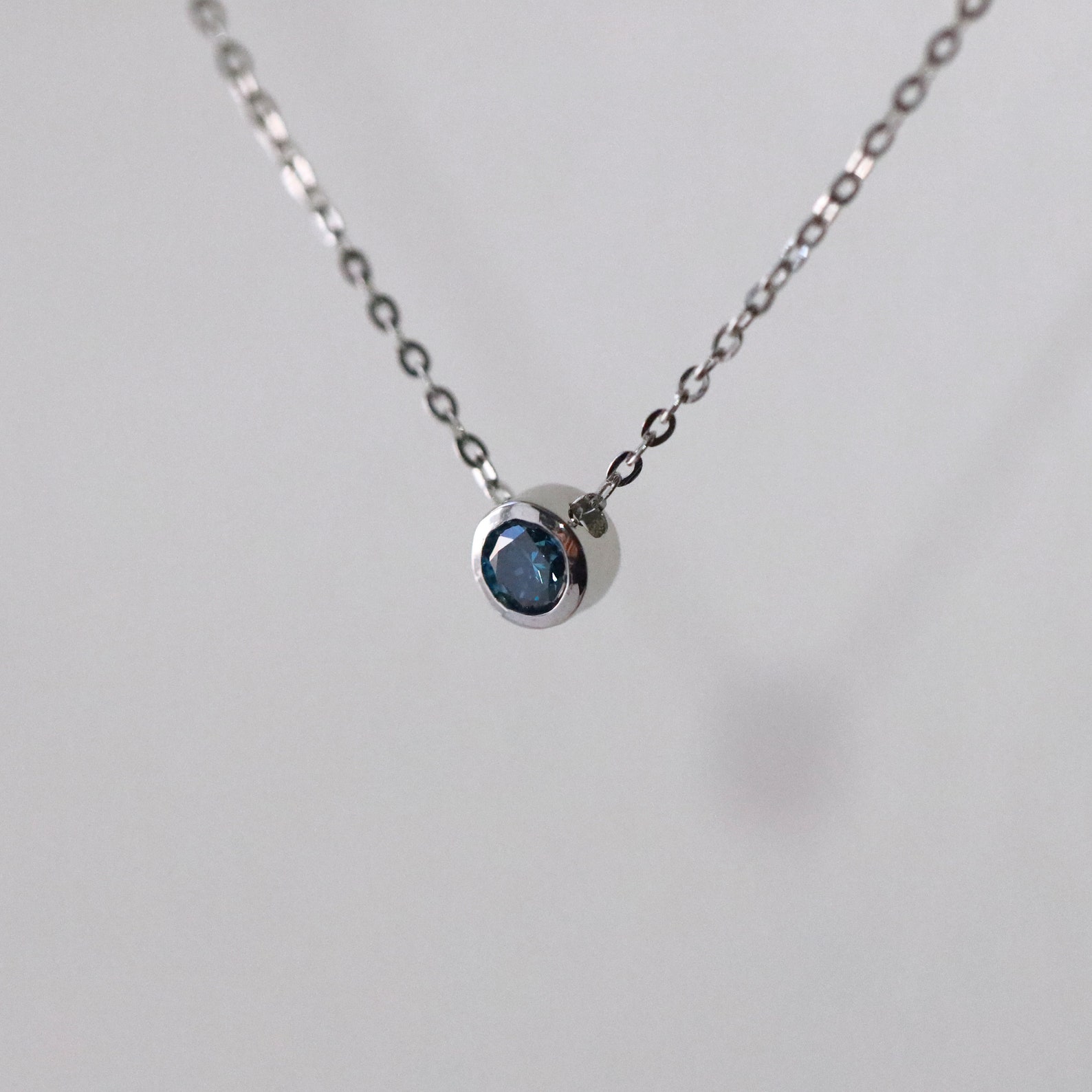 Blue Diamond Necklace, Blue Diamond Solitaire Necklace, Blue Diamond ...