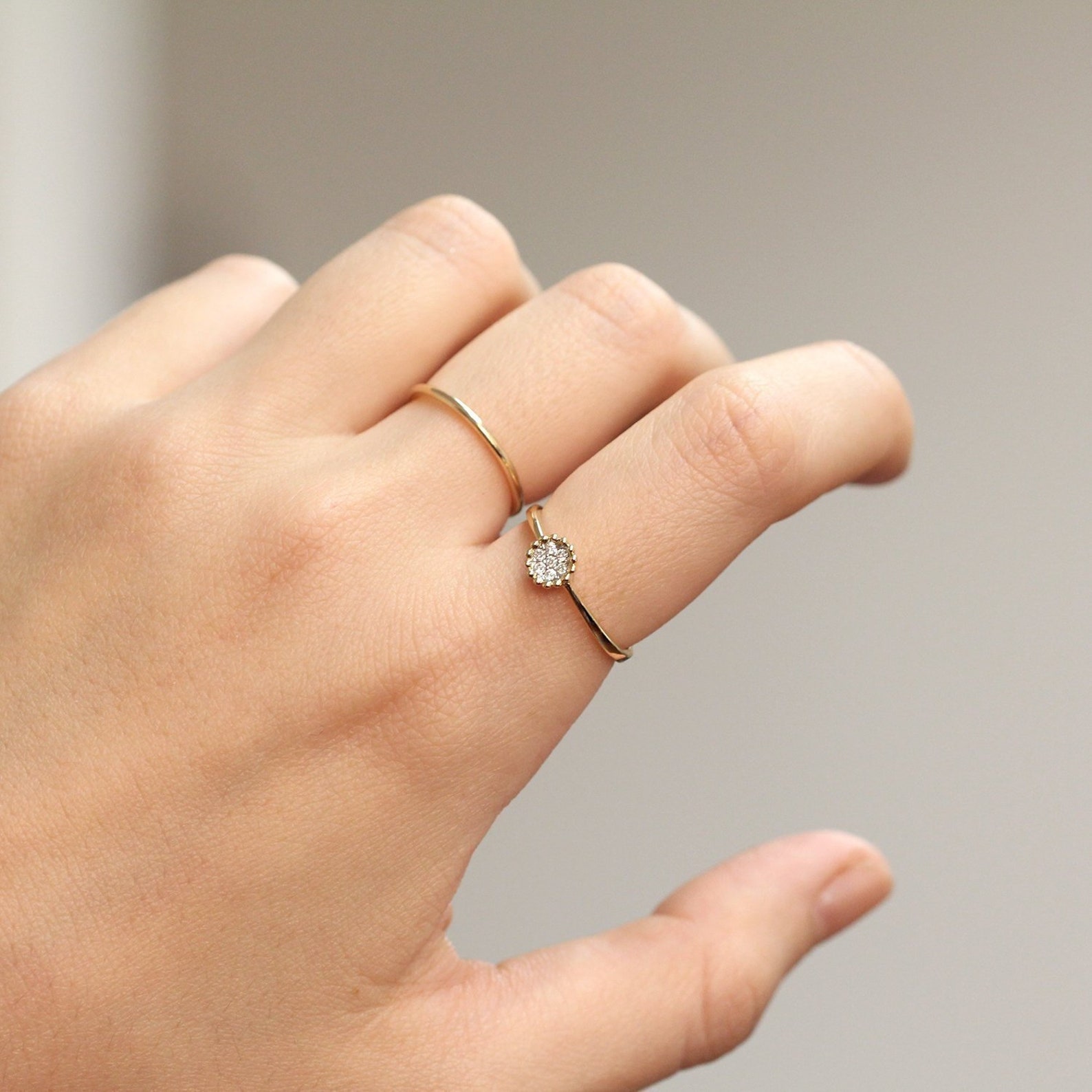 Cluster Diamond Ring Natural Diamond Cluster Milgrain Detail - Etsy