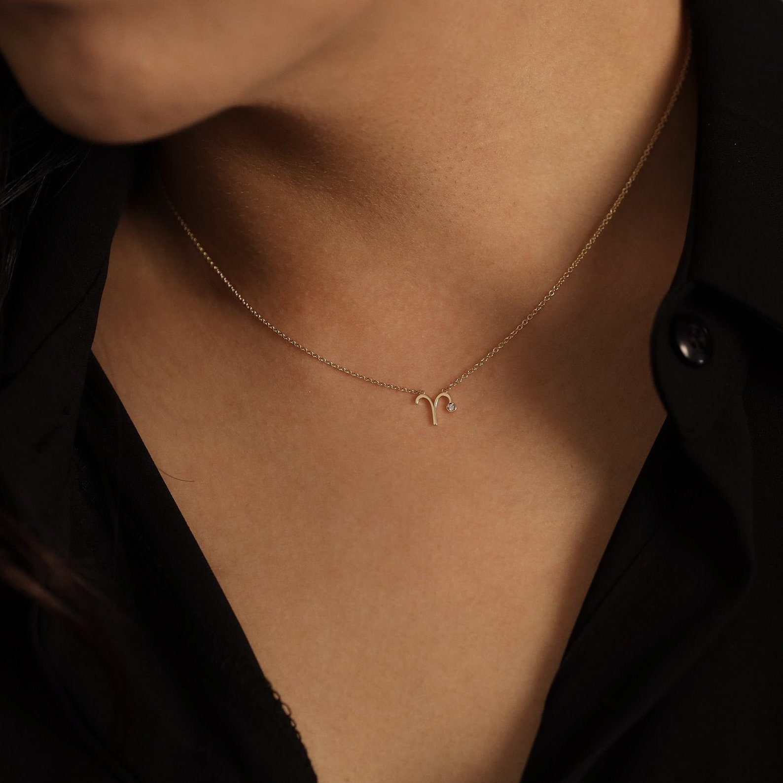 Aries Zodiac Sign Diamond Necklace Aries Necklace Aries - Etsy