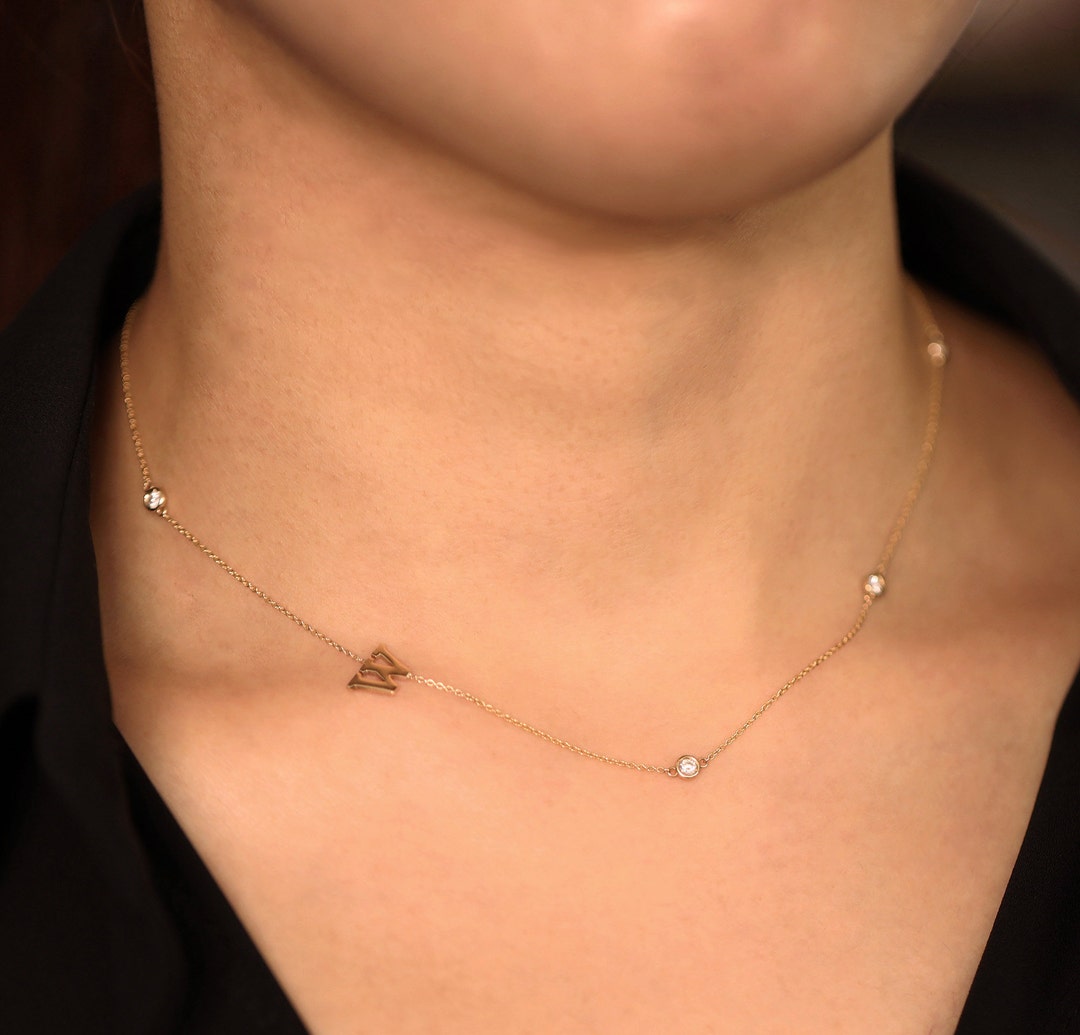 Personalized Diamond Choker Necklace, Bezel Diamond Choker, Dainty ...