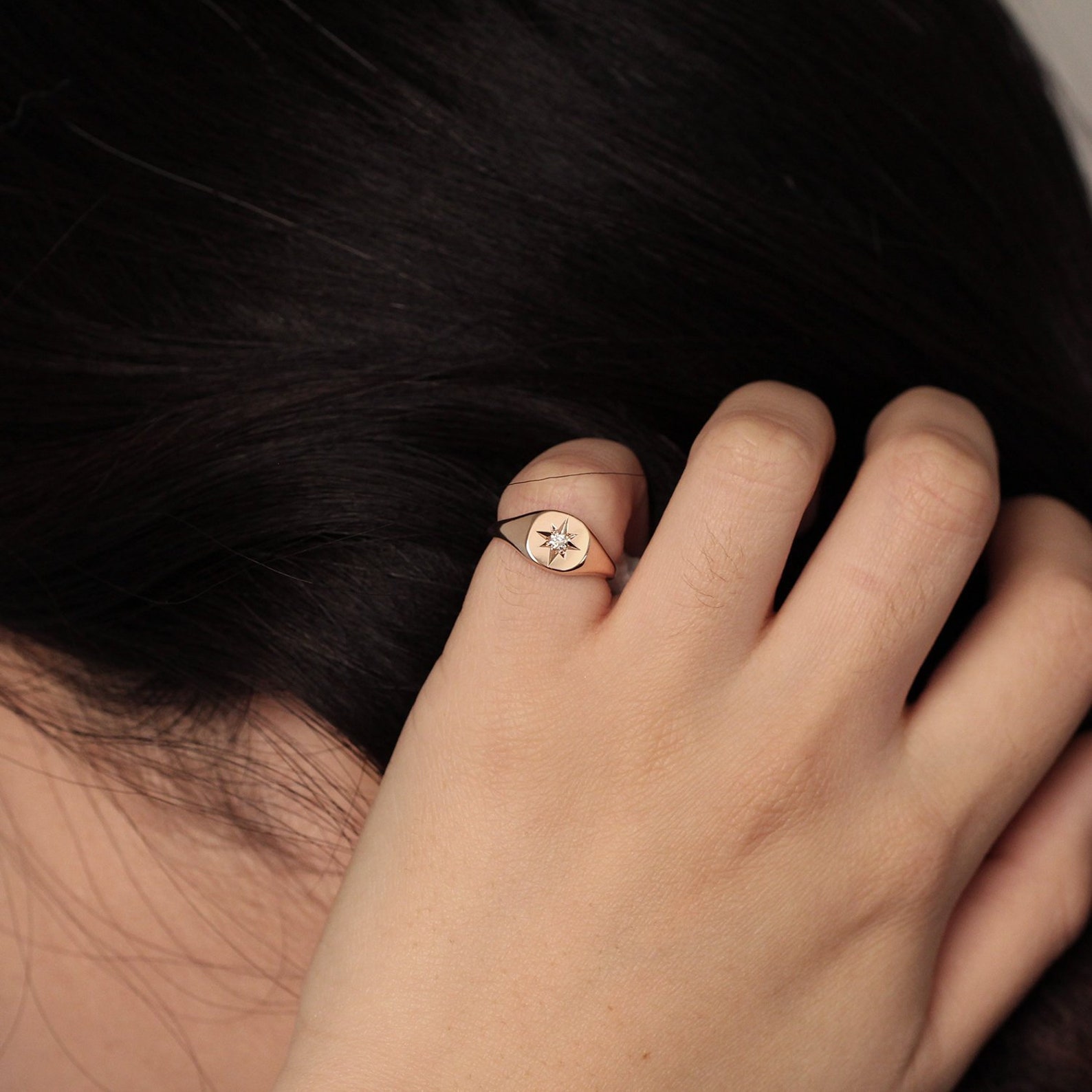 Polaris Signet Ring Diamond Signet Ring Pinky Signet Ring | Etsy