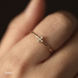 Diamond Cross Ring, Diamond Wedding Band, Stacking Cross Ring, Promise ...