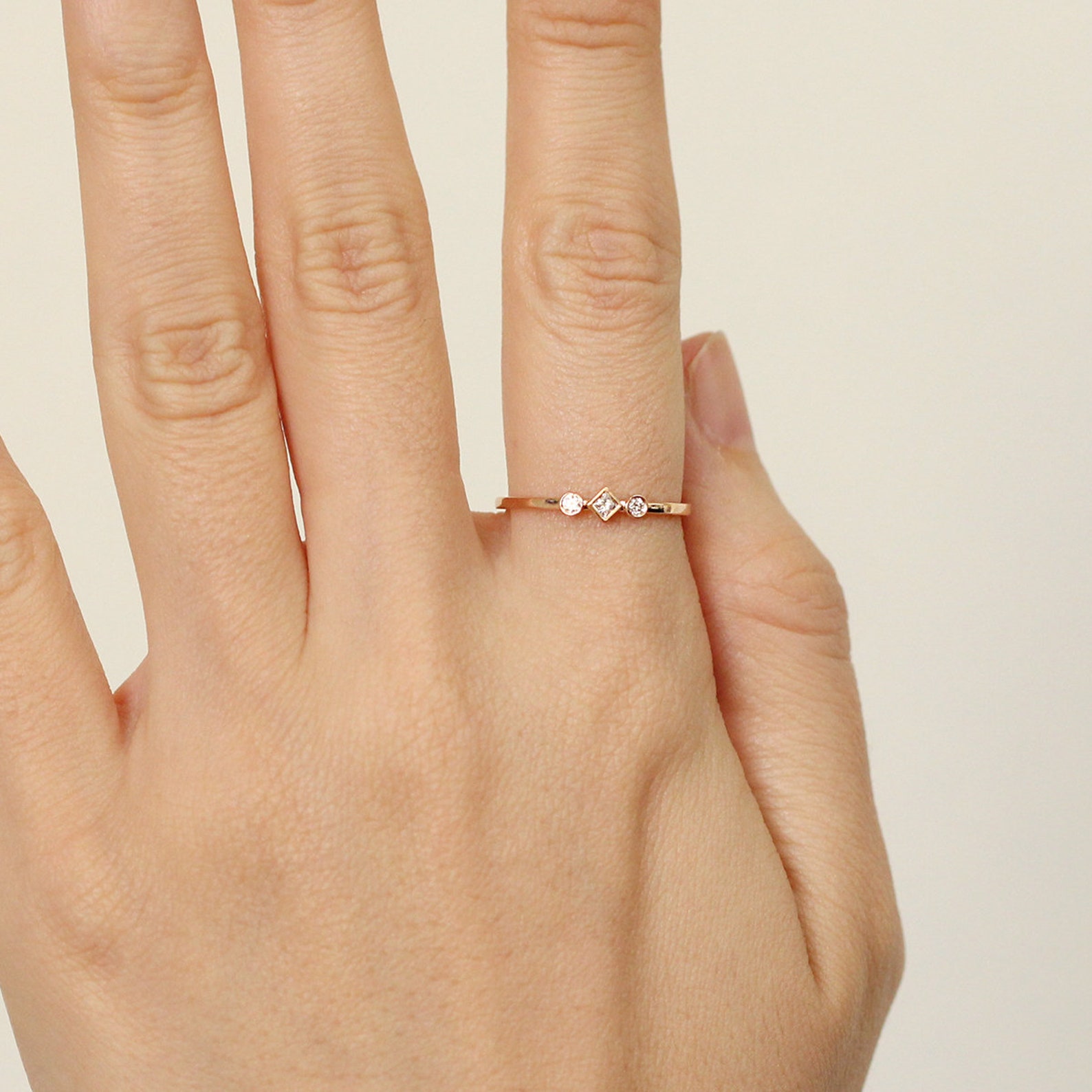 Diamond Wedding Band / Triple Diamond Wedding Ring / Unique - Etsy