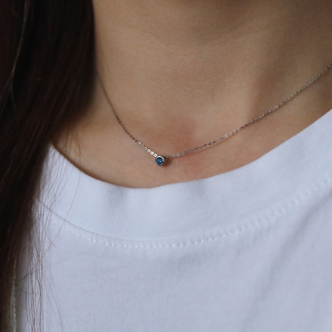 Blue Diamond Necklace, Blue Diamond Solitaire Necklace, Blue Diamond ...
