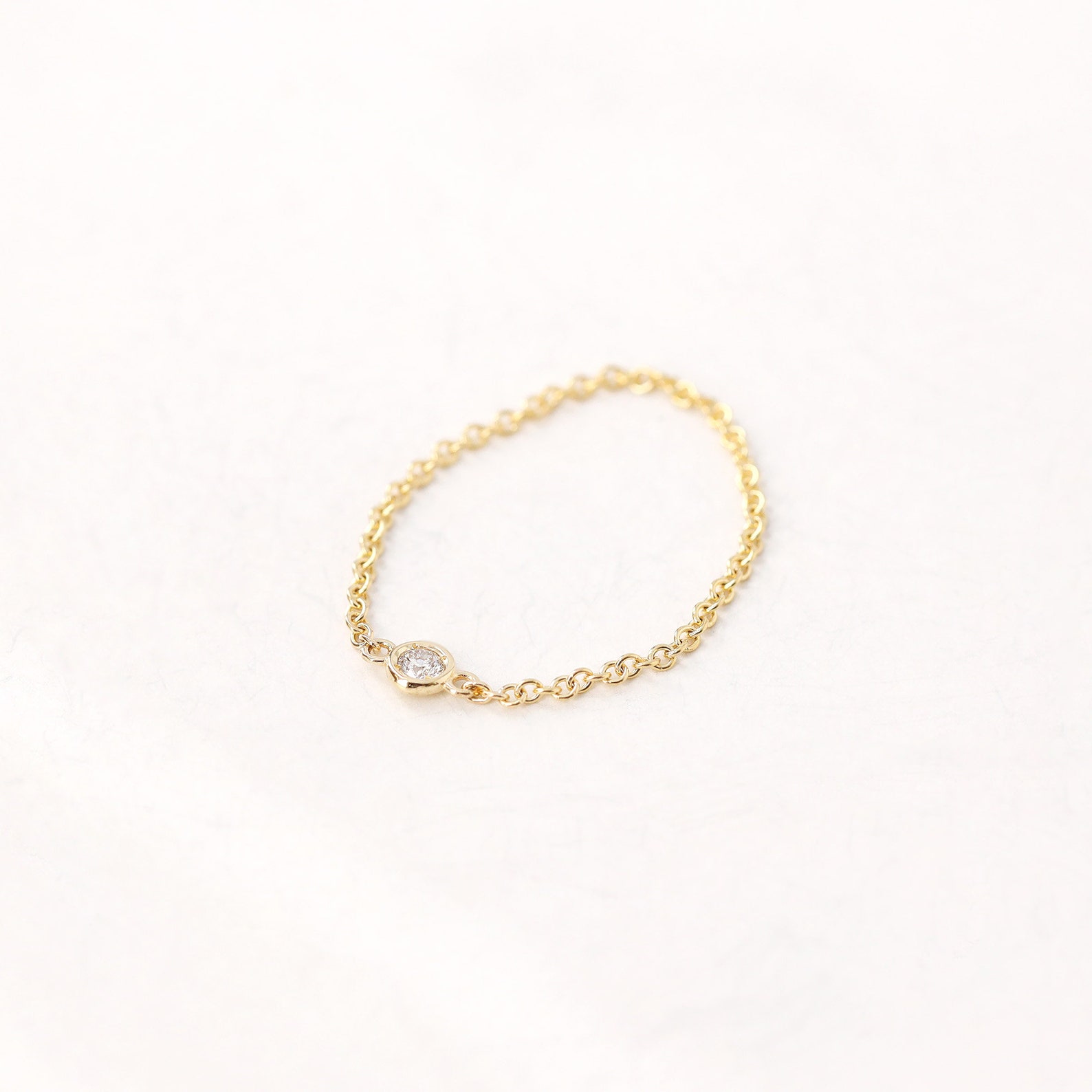 Dainty Diamond Chain Ring Natural Diamond Set Bezel Chain | Etsy