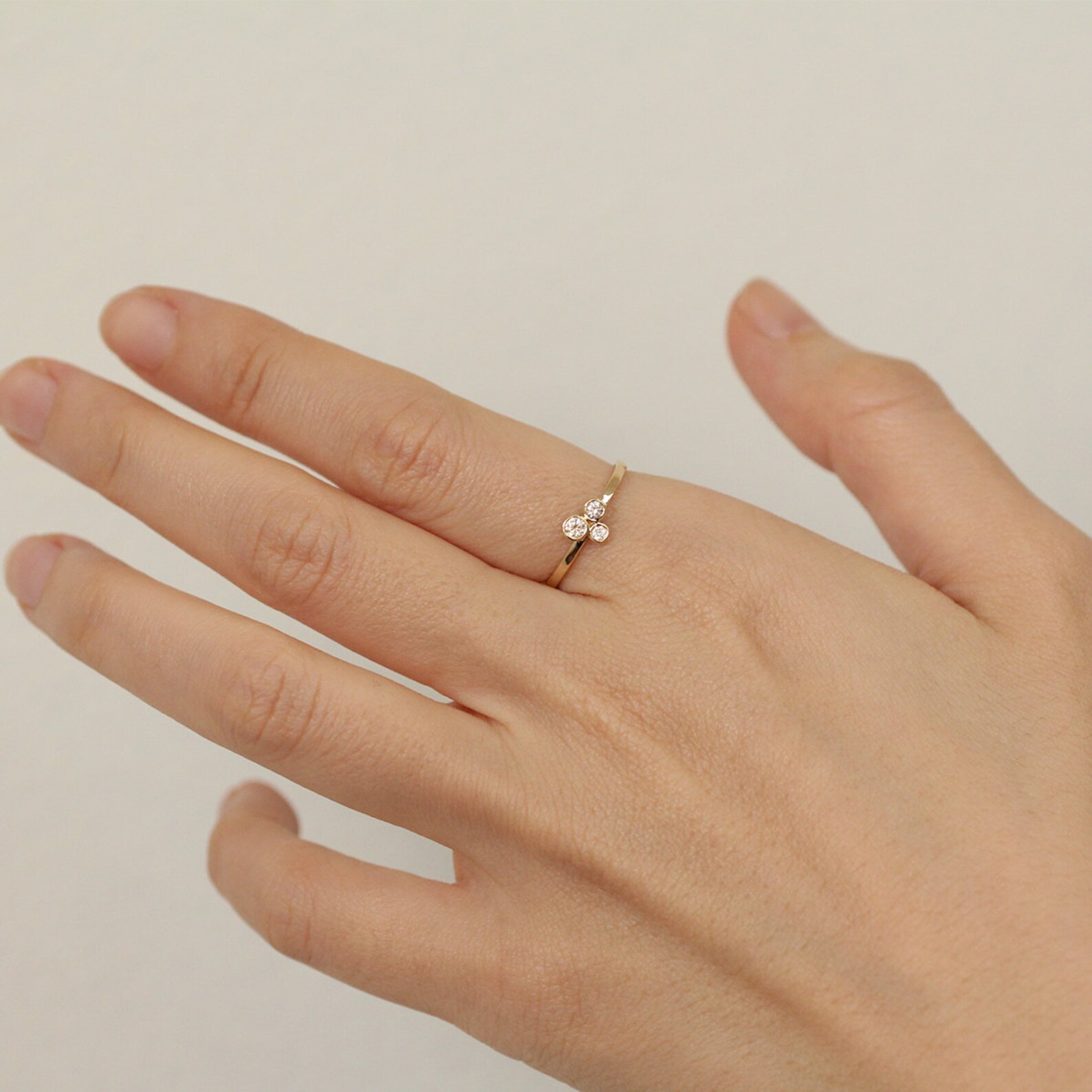 Triple Diamond Ring / Three Diamond Ring / Diamond Band / Diamonds ...