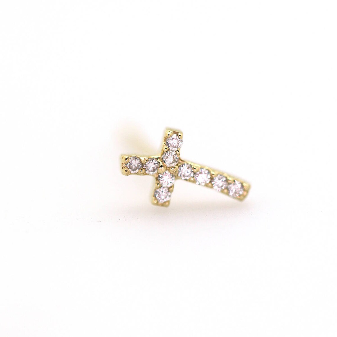 Diamond Cross Earrings Cross Diamond Earrings 14k Diamond - Etsy