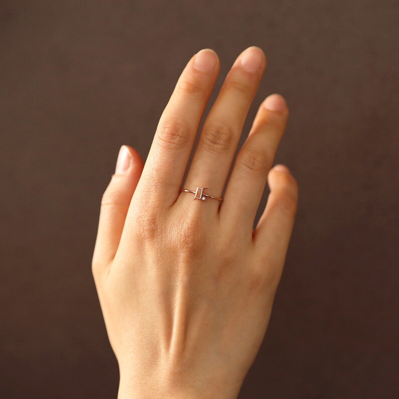Gemini Diamond Ring Gemini Zodiac Sign Diamond Ring Gemini - Etsy
