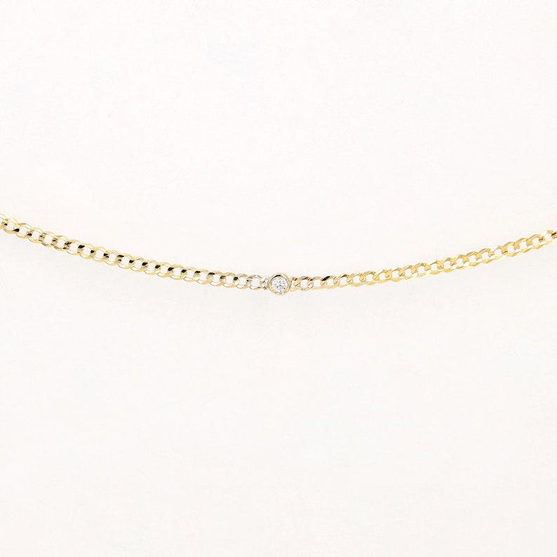 Bezel Diamond Flat Cuban Chain Necklace, Bezel Diamond Flat Cuban Chain ...