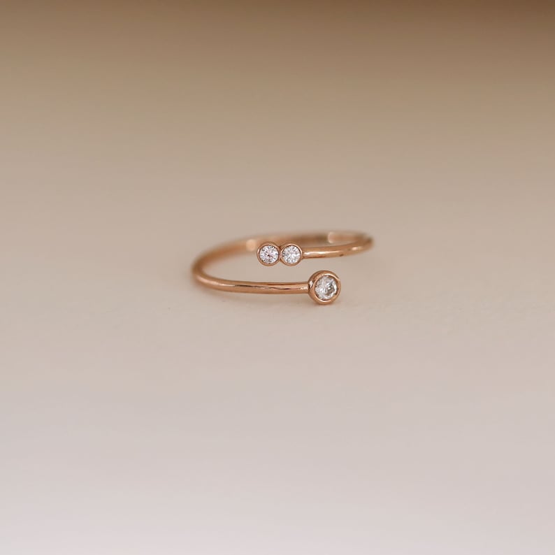 Diamond Ring / Bypass Ring / Overlap Open Diamond Ring / - Etsy