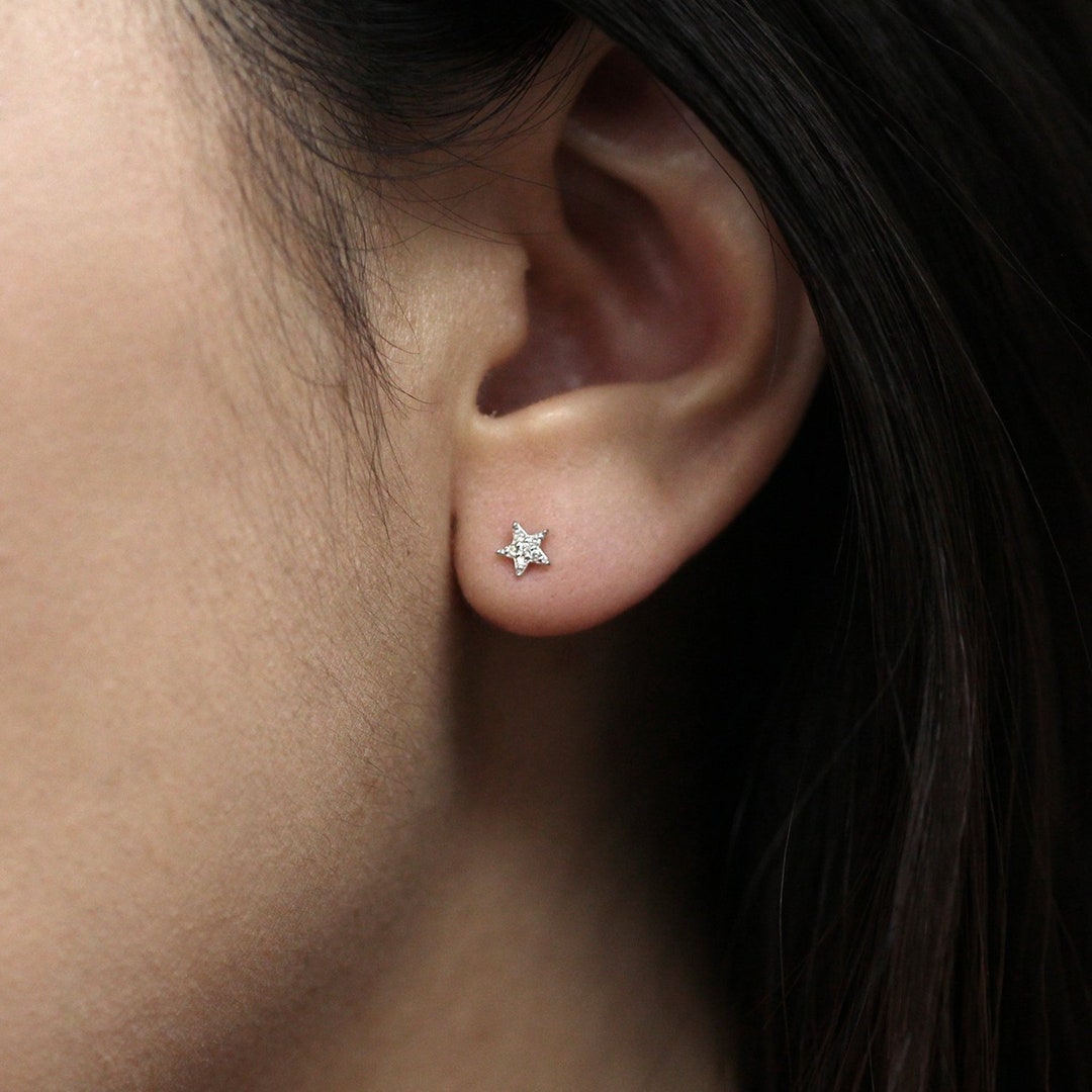 Diamond Star Earring, Star Earrings, Star Stud, Star Diamond Stud ...