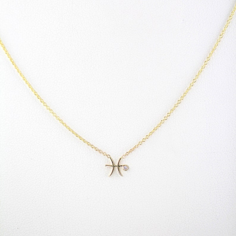 Pisces Zodiac Sign Diamond Necklace, Pisces Necklace, Pisces Pendant ...