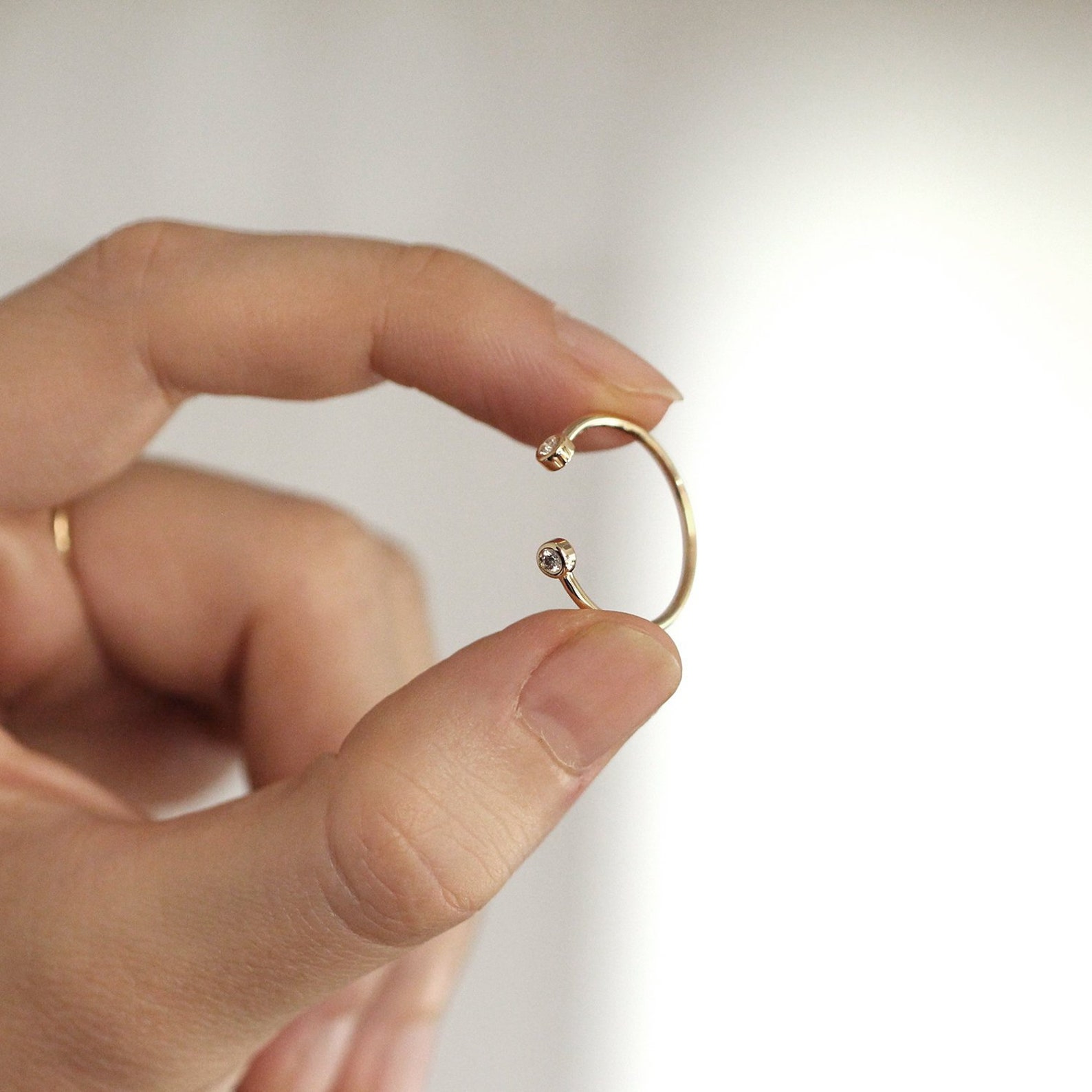 Diamond Wedding Ring Double Diamond Open Ring Unique Wedding - Etsy