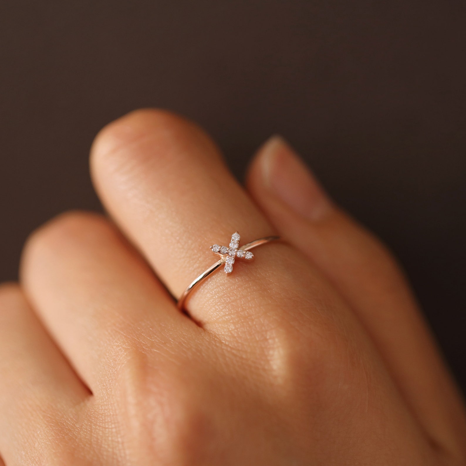 Diamond Ring Diamond X Ring Diamond Band Layering Diamond - Etsy