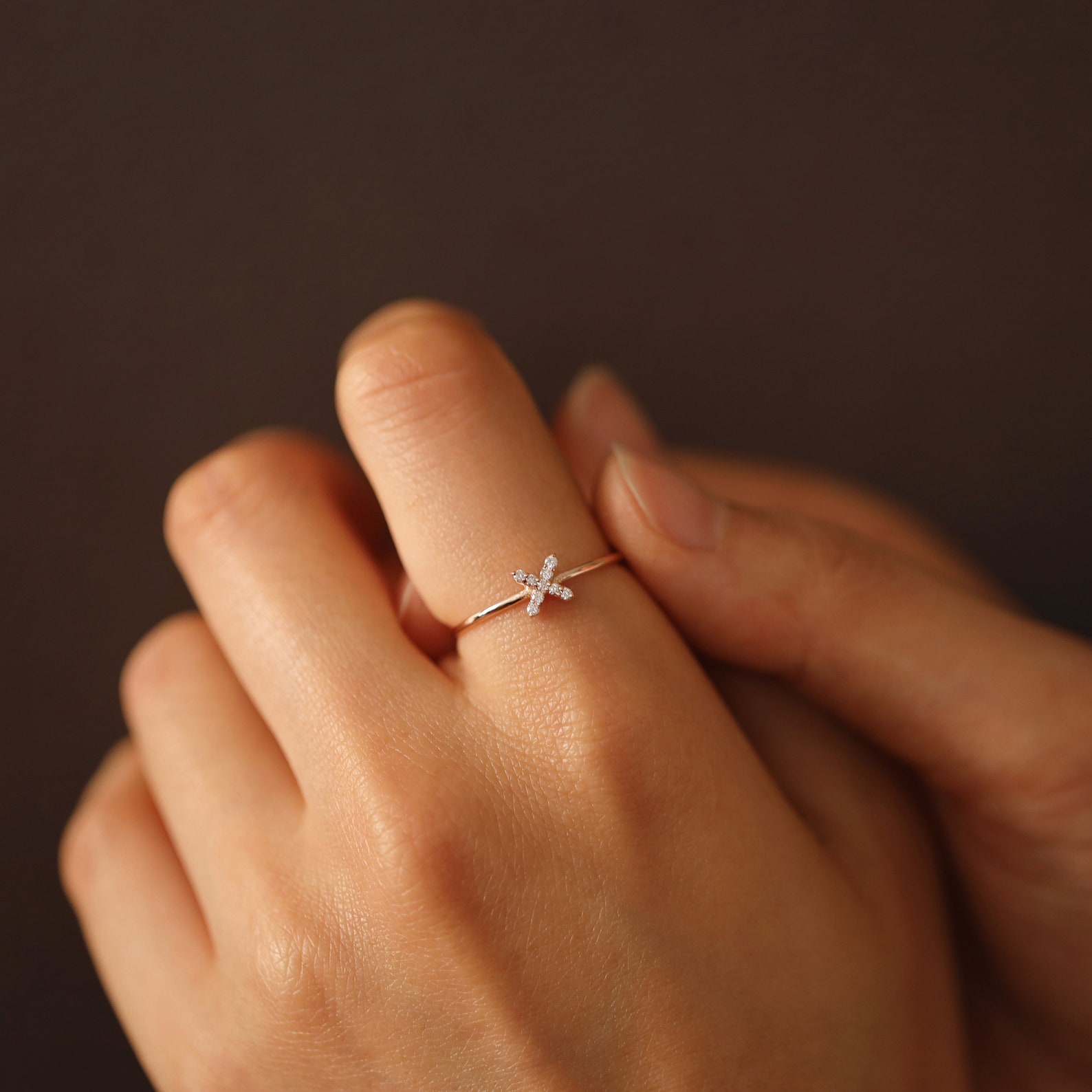 Diamond Ring, Diamond X Ring, Diamond Band, Layering Diamond Ring ...
