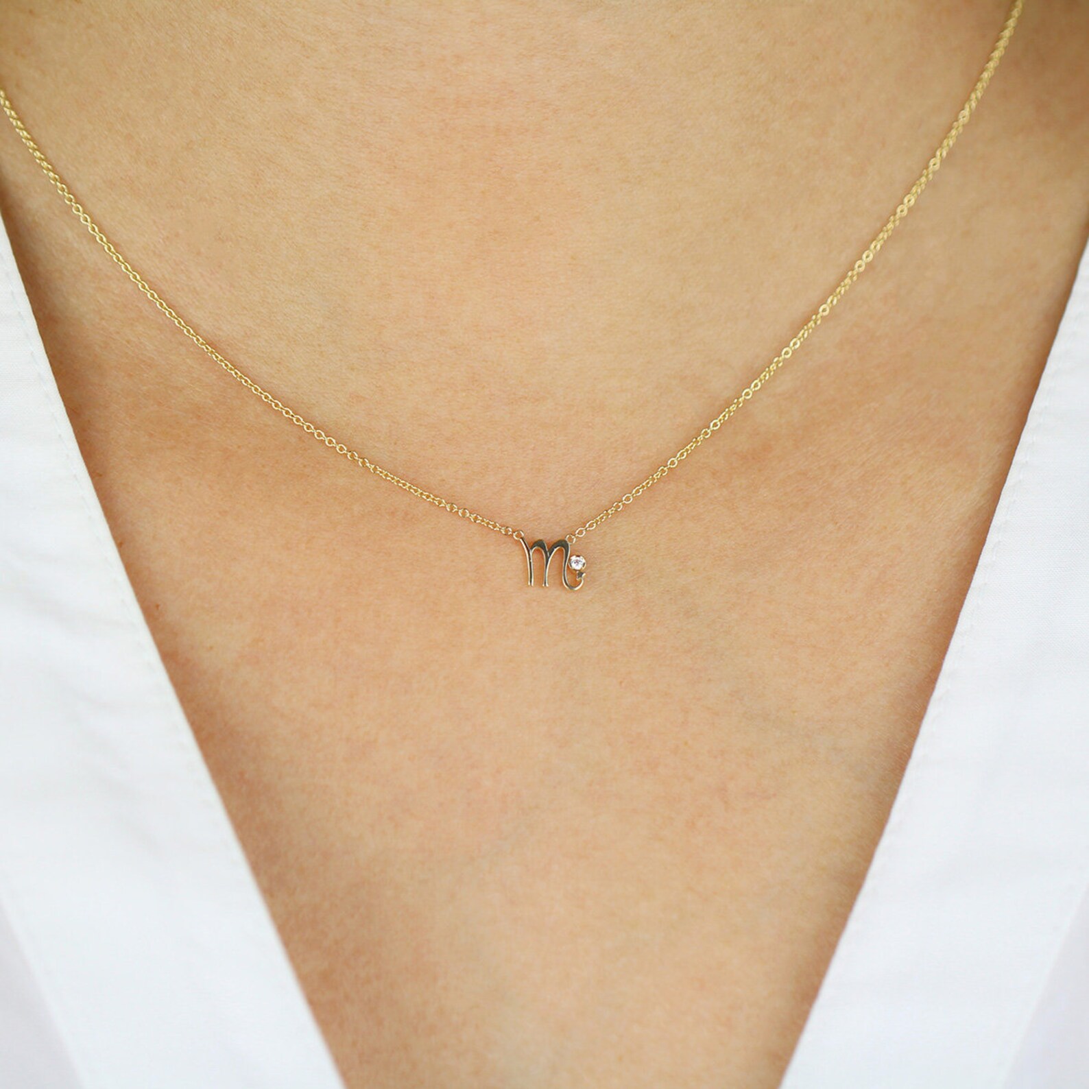 Scorpio Zodiac Sign Diamond Necklace, Scorpio Necklace, Scorpio Pendant ...