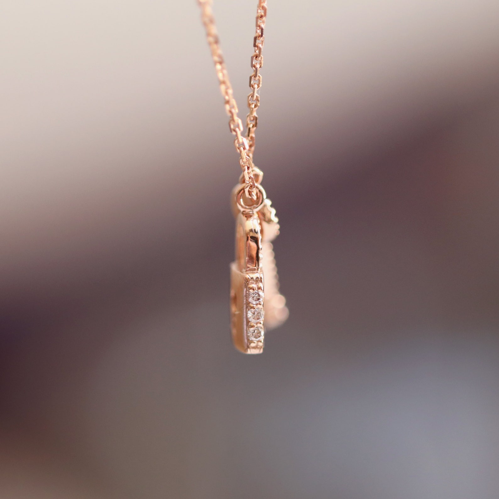 Diamond Lock and Key Pendant Necklace / Lock and Key Diamond Necklace ...