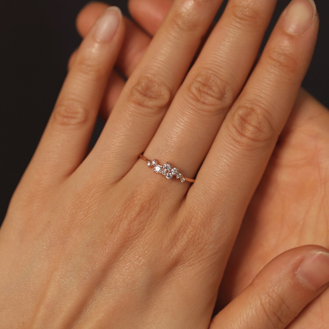 Diamonds Cluster Ring, Cluster Diamond Ring, Natural Diamond Wedding ...