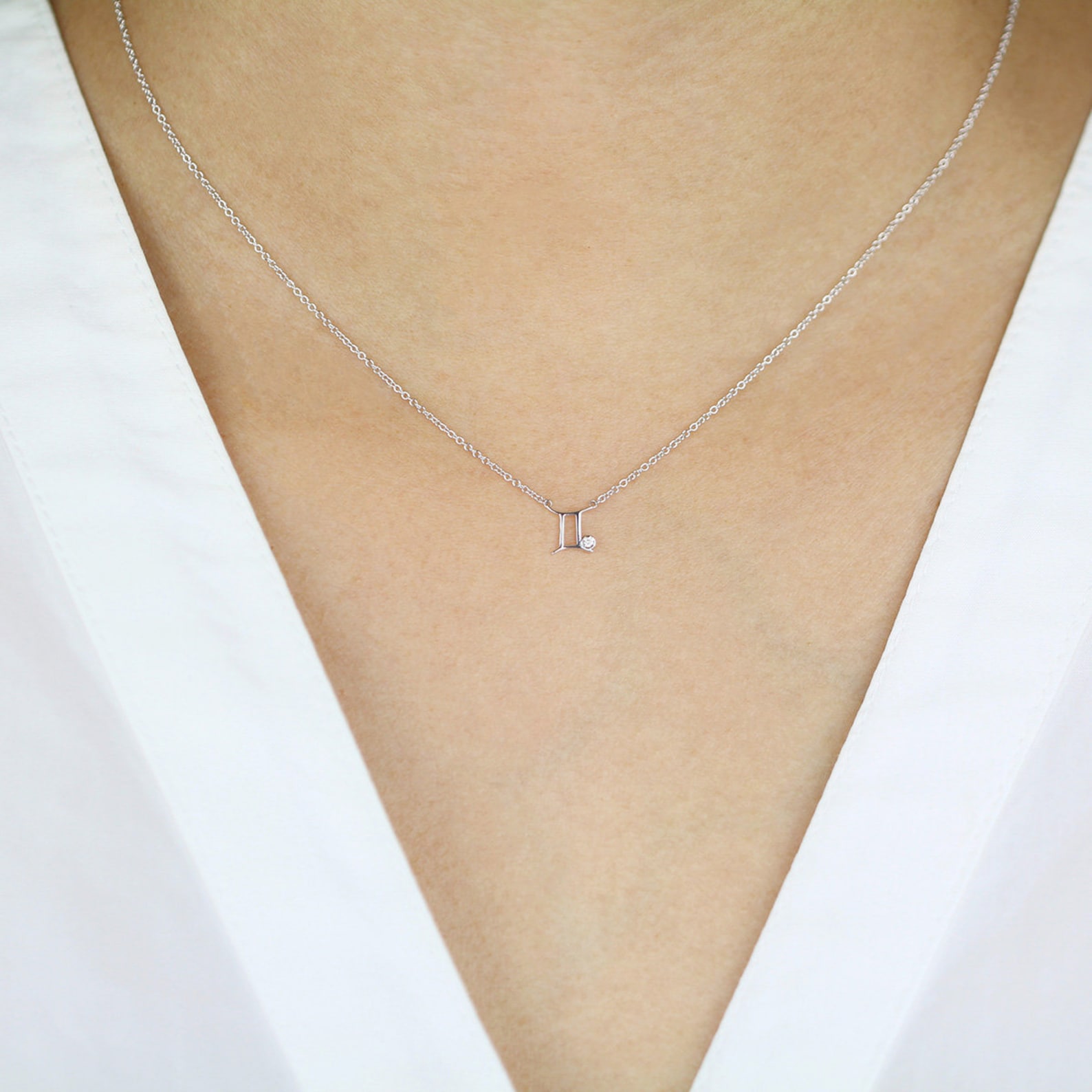Gemini Zodiac Sign Diamond Necklace, Gemini Necklace, Gemini Pendant ...