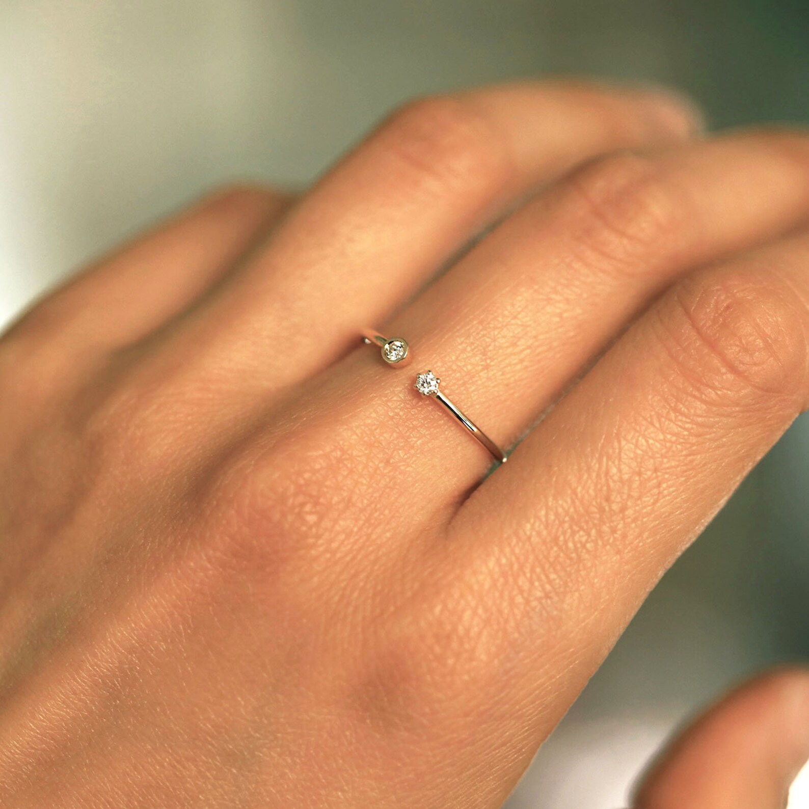 Diamond Wedding Ring Diamond Open Ring Unique Wedding Band - Etsy