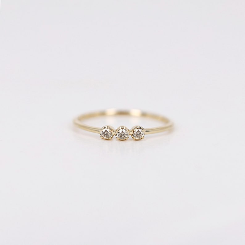 Triple Diamond Ring, Diamond Trio Wedding Band, Natural Diamond Wedding ...