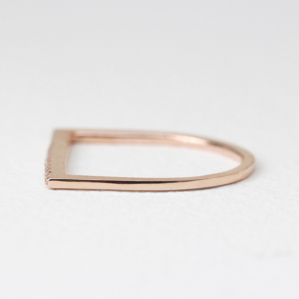Diamond Ring 14K Solid Gold Bar Diamond Ring Diamond Bar - Etsy