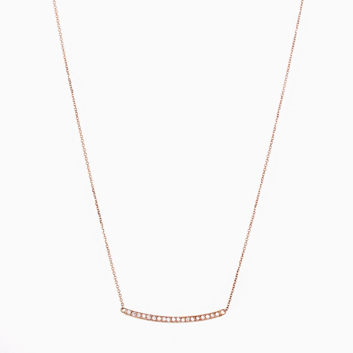 Diamond Necklace, Curved Bar Diamond Cluster Necklace, Natural ...
