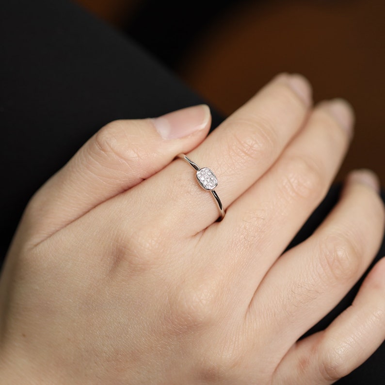 Square Diamond Ring / Unique Diamond Setting Ring / 14K Solid Gold ...