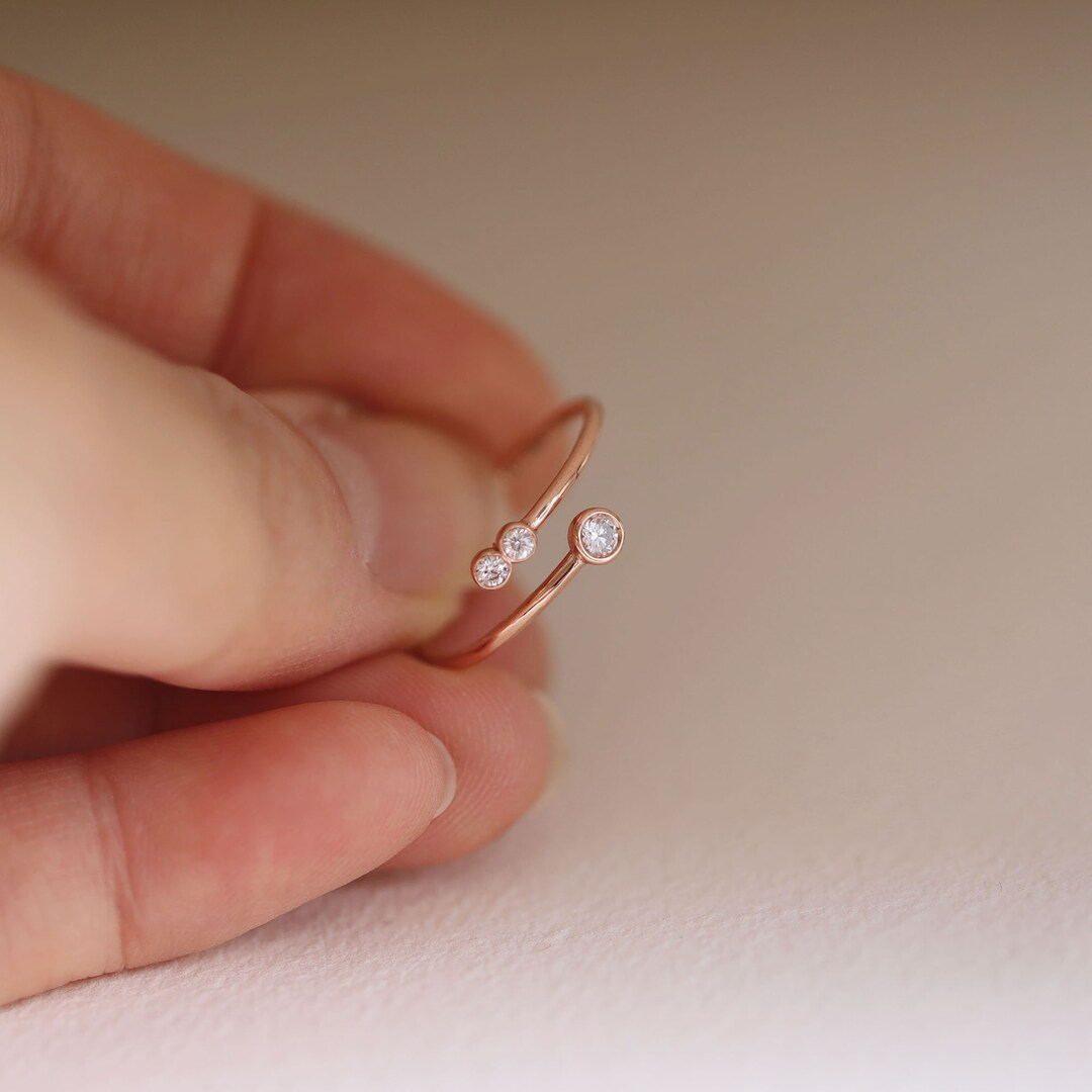Diamond Ring / Bypass Ring / Overlap Open Diamond Ring / Minimalist ...