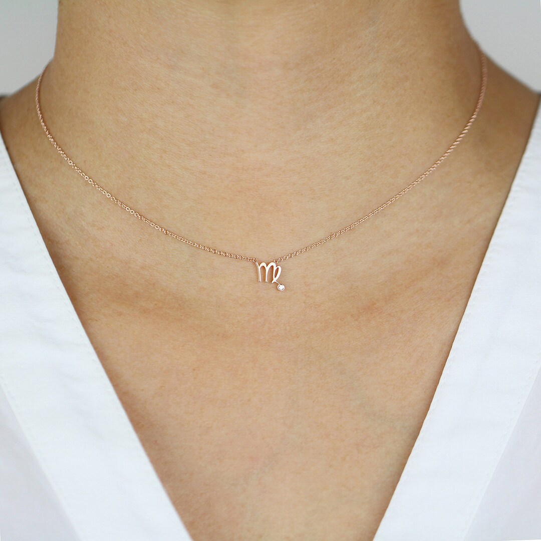 Virgo Zodiac Sign Diamond Necklace, Virgo Necklace, Virgo Pendant ...