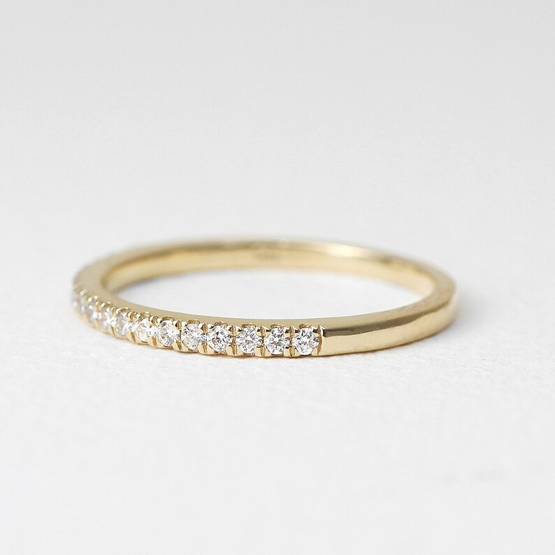 Diamond Half Eternity Ring / Diamond Wedding Band / 14K Gold ...
