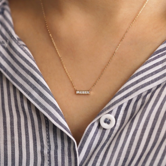 Diamond Necklace Minimalist Diamond Necklace Bar Diamond - Etsy