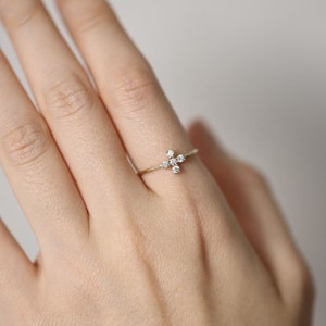 Diamond Cross Ring, Diamond Wedding Band, Stacking Cross Ring, Promise ...