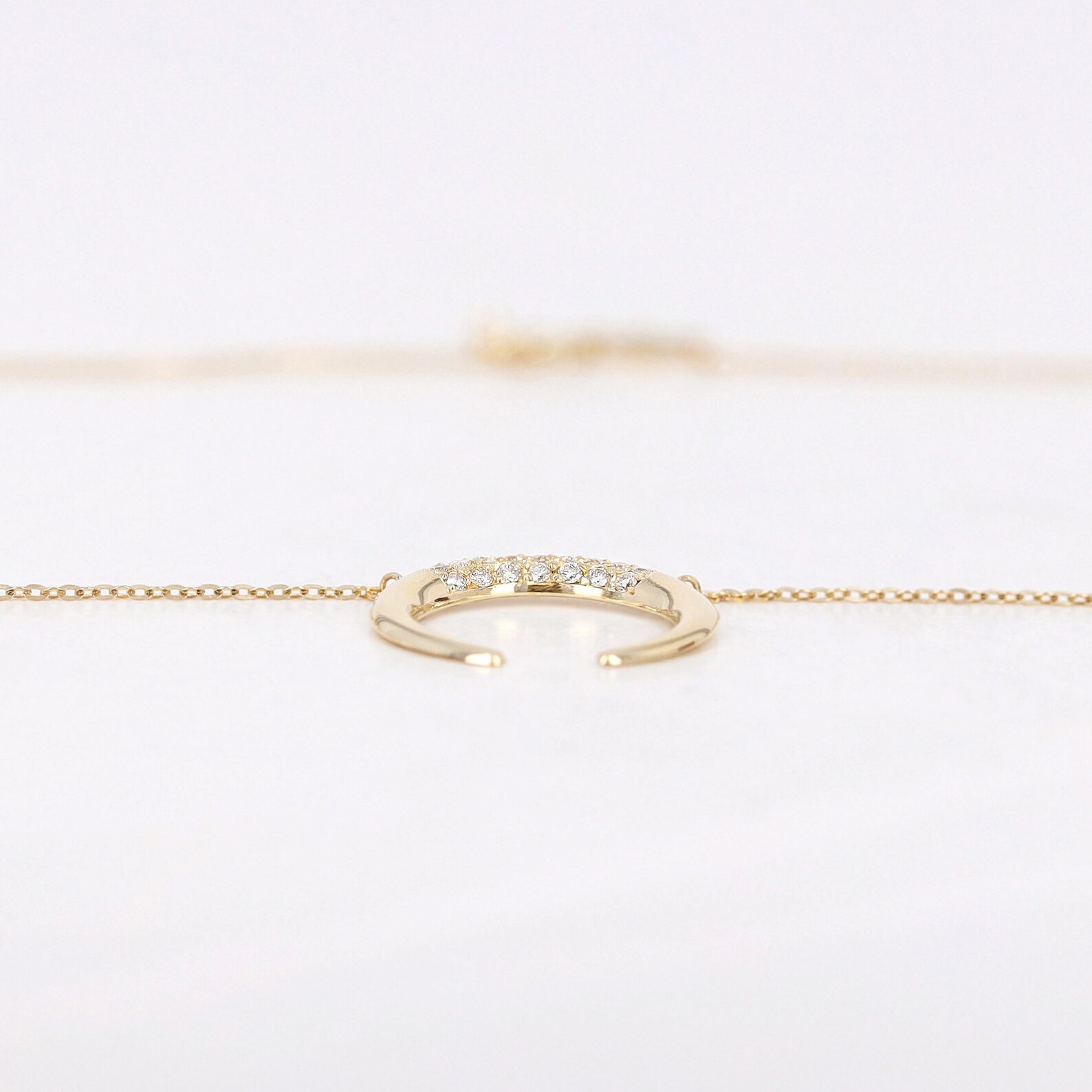 Diamond Horn Pendant Necklace 14k Gold Diamond Horn Pendant - Etsy