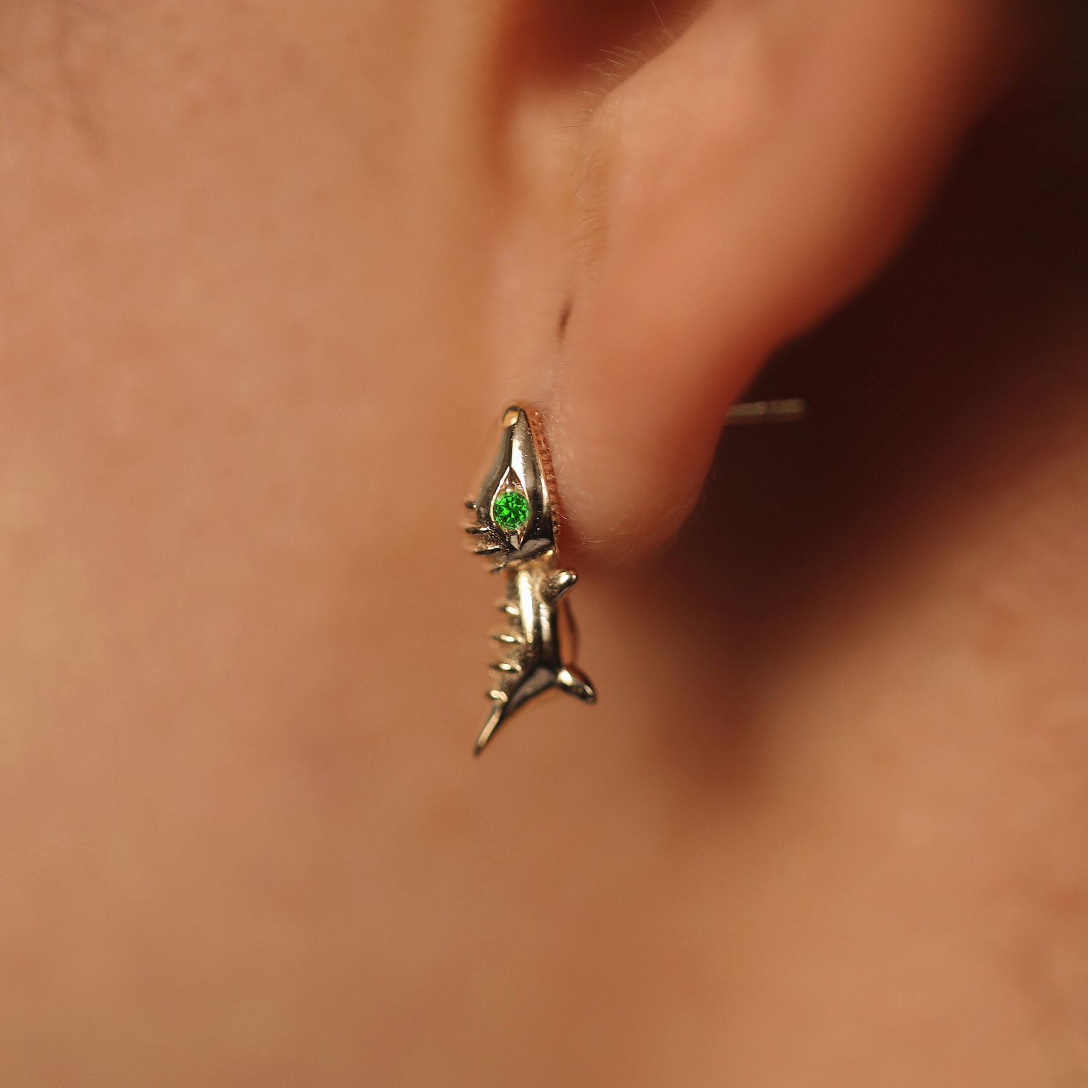 Dainty Crocodile Diamond Stud Earrings, Alligator Diamond Stud Earrings ...