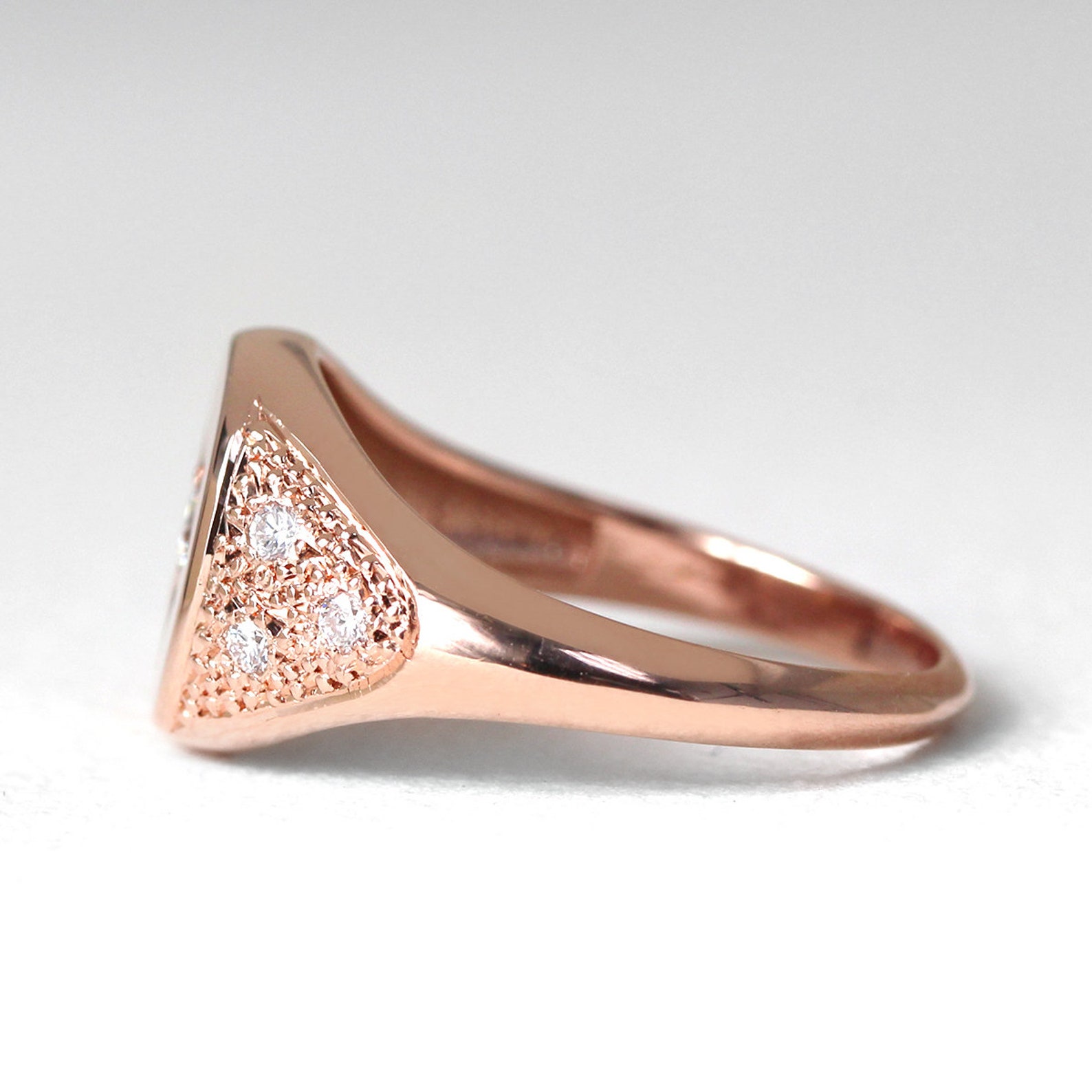 Signet Ring, Diamond Polaris Signet Ring, Minimalist 14k Gold Signet ...