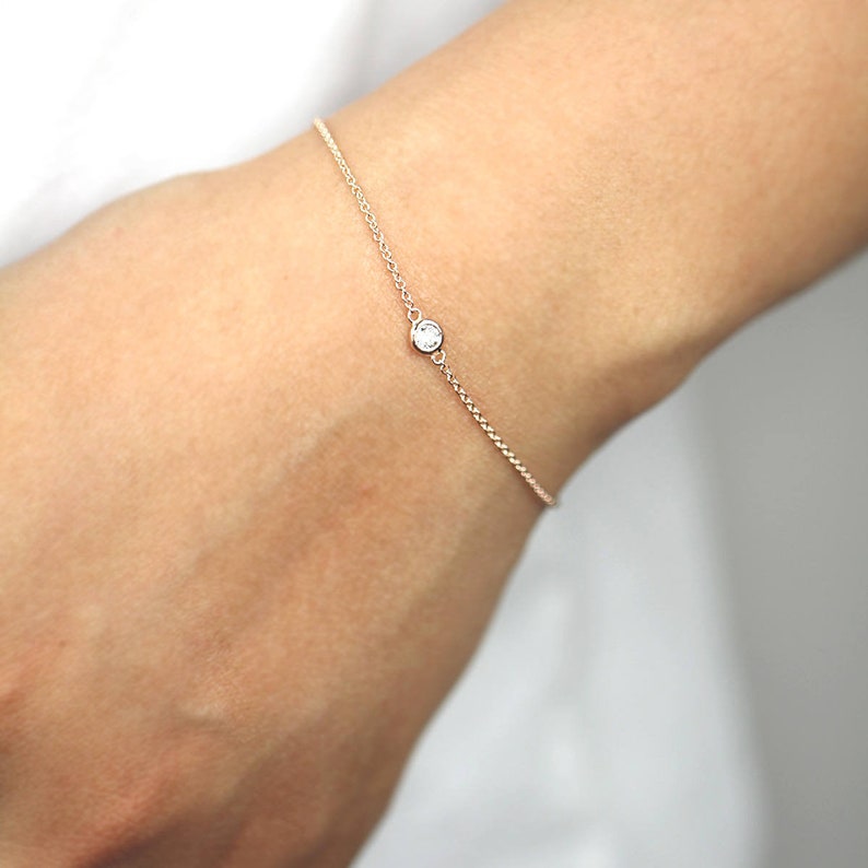Diamond Solitaire Bracelet Solitaire Diamond Bracelet - Etsy