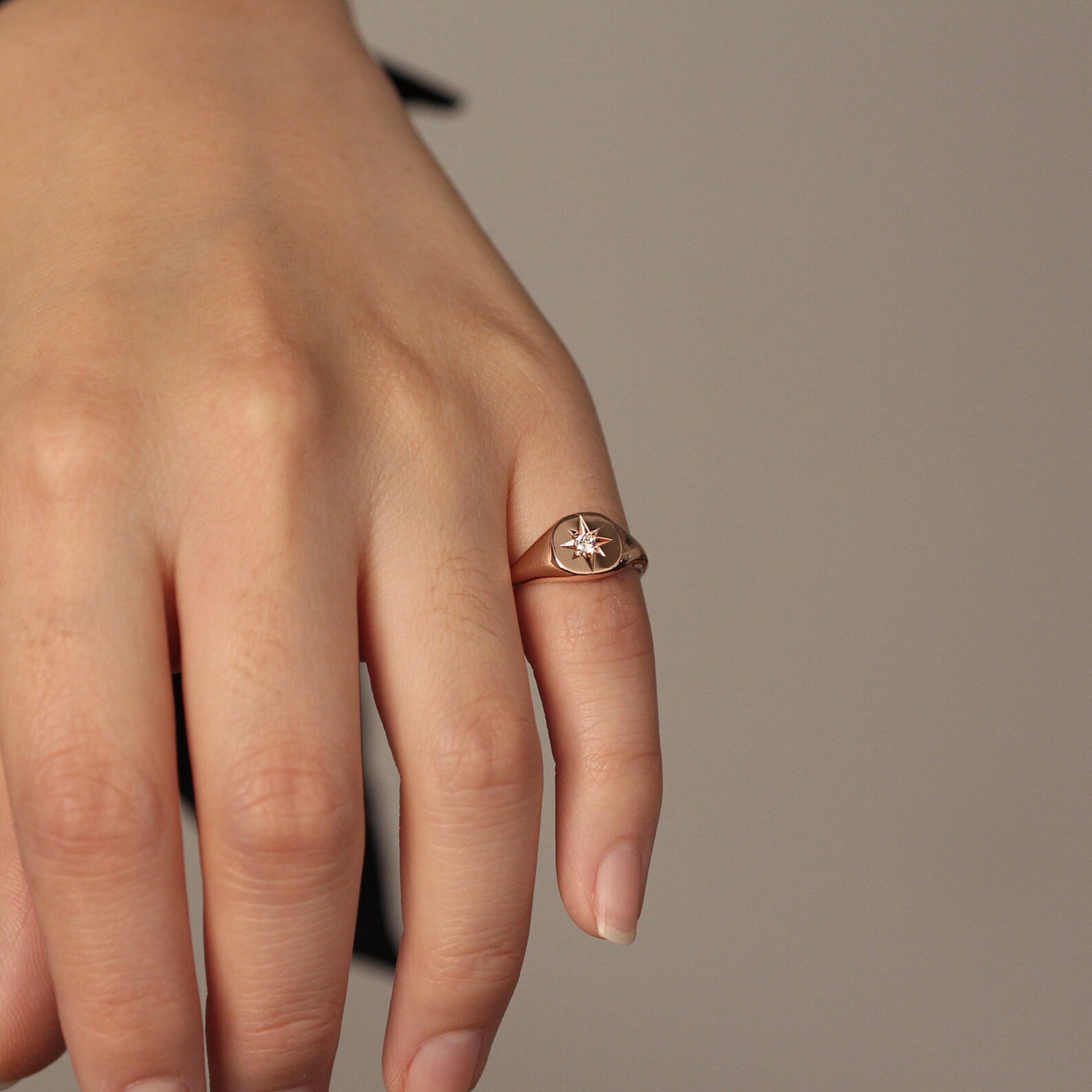 Polaris Signet Ring Diamond Signet Ring Pinky Signet Ring - Etsy