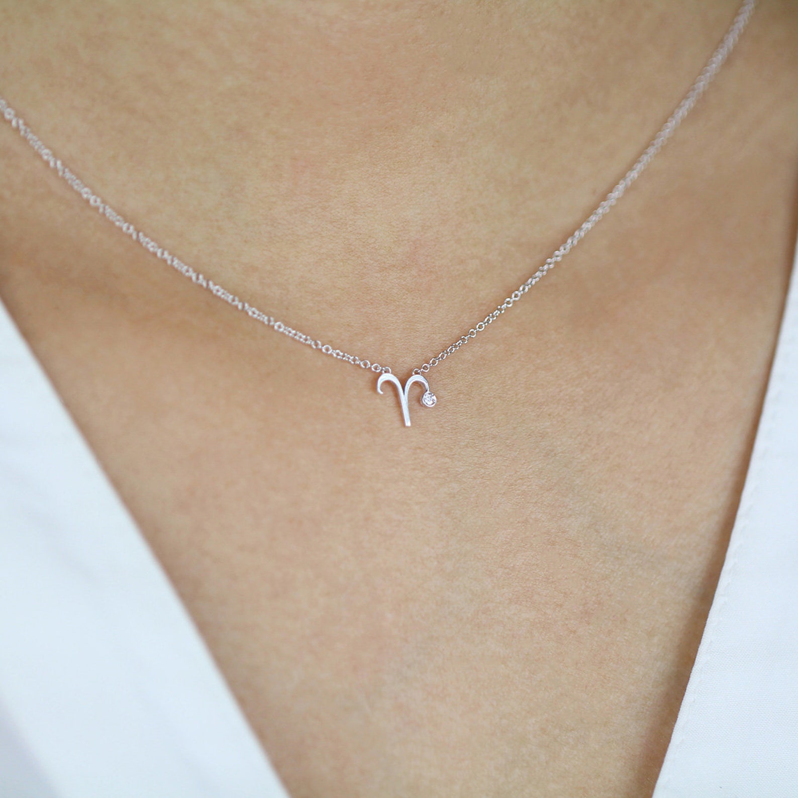 Aries Zodiac Sign Diamond Necklace Aries Necklace Aries - Etsy