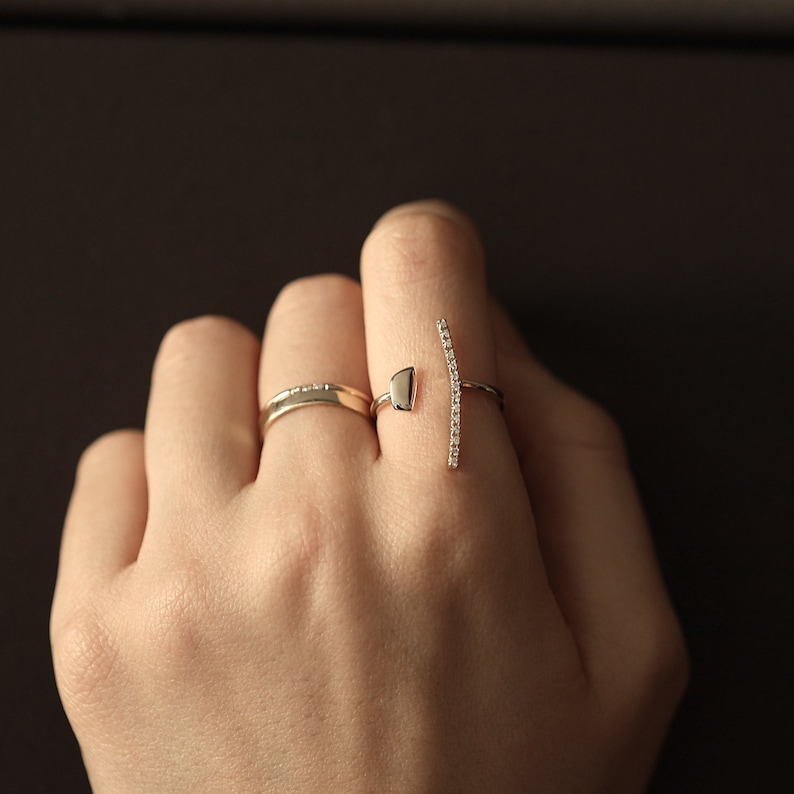 Unique Diamond Set Open Ring 14K Solid Gold Diamond Ring Party - Etsy