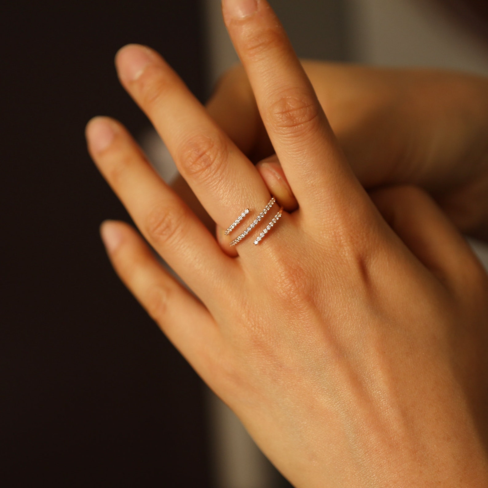 Diamond Spiral Ring, Screw Diamond Ring, Minimalist Diamond Ring ...