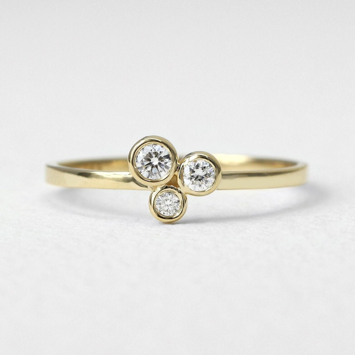 Triple Diamond Ring / Three Diamond Ring / Diamond Band / Diamonds ...