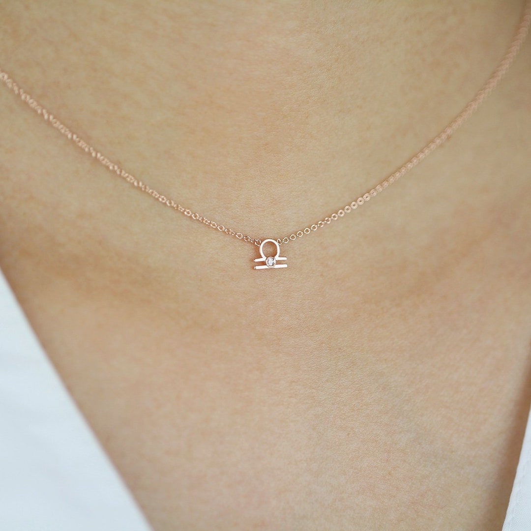 Libra Zodiac Sign Diamond Necklace, Libra Necklace, Libra Pendant ...