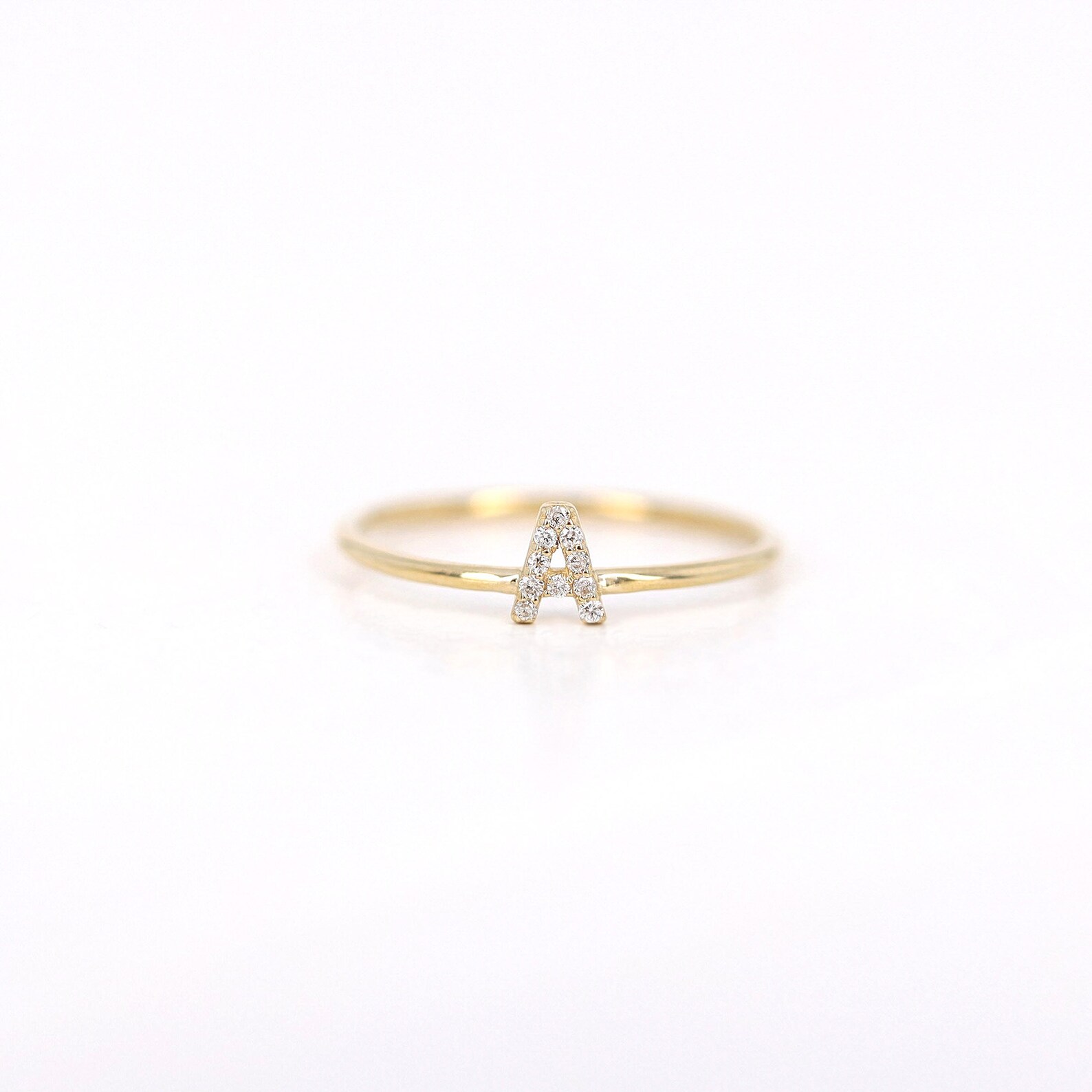 Diamond Initial Ring Diamond Monogram Diamond Ring Diamond - Etsy