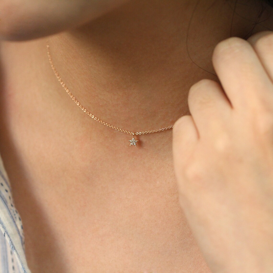 Star Charm Diamond Necklace Star Diamond Choker Diamond | Etsy