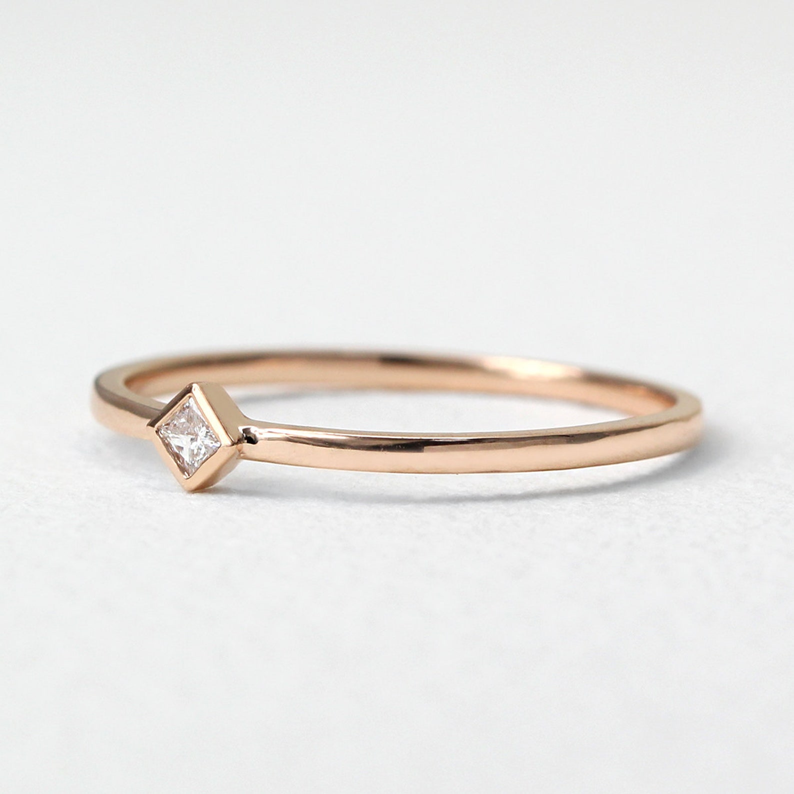 Princess Cut Diamond Wedding Band / Rhombus Diamond Wedding - Etsy