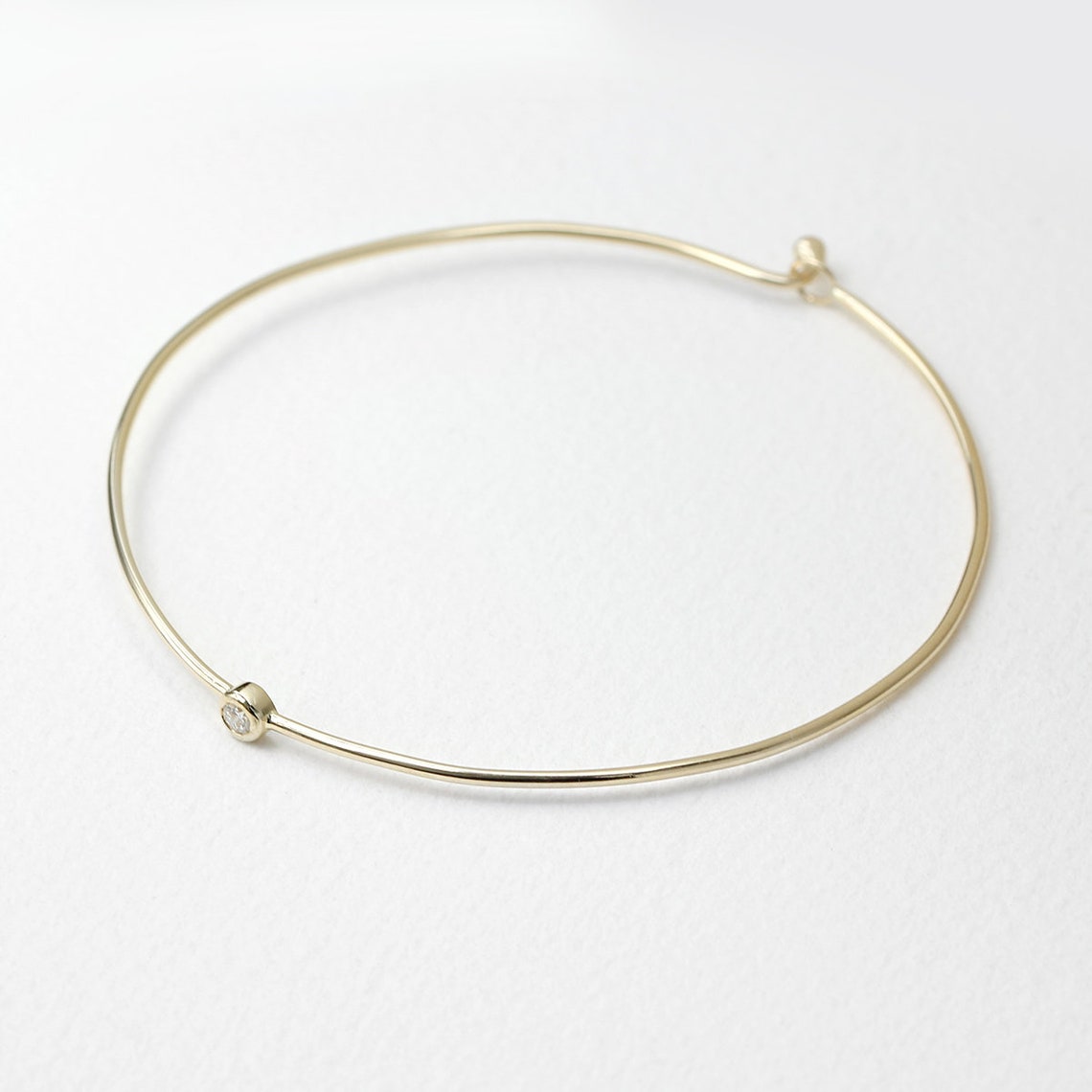 Diamond Bangle Bracelet, Diamond Solitaire Bangle Bracelet, Minimalist ...