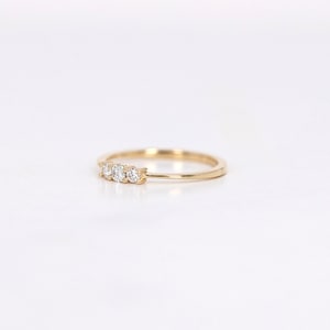 Triple Natural Diamond Ring, Diamond Trio Wedding Band, Diamond Wedding ...
